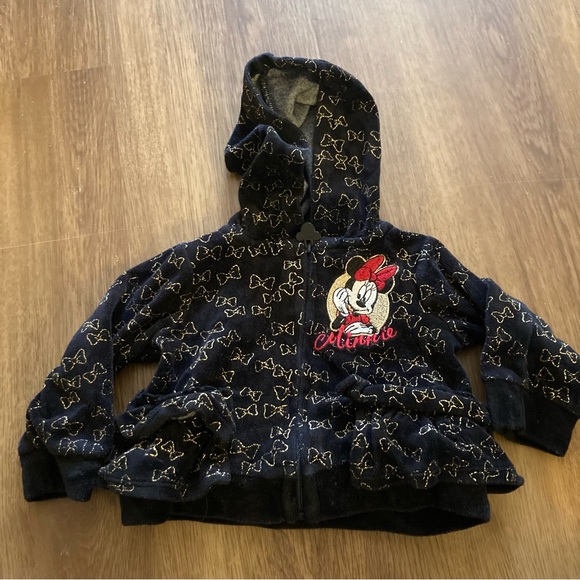 Disney | Jackets & Coats | Disney Black Velvet Gold Bows Minnie Mouse ...